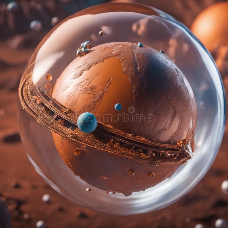 Illustration, 3D Volumetric Planet Mars in a Bubble Stock Illustration ...