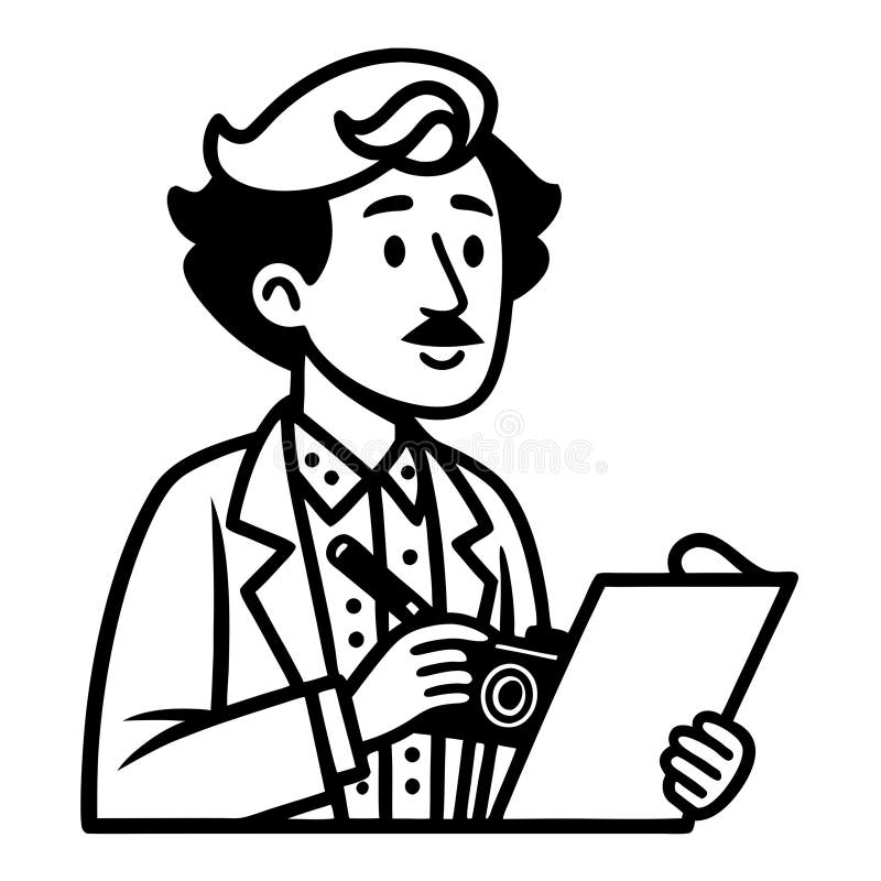 Illustration of a Creative Grapher with Camera and Notepad for Design ...