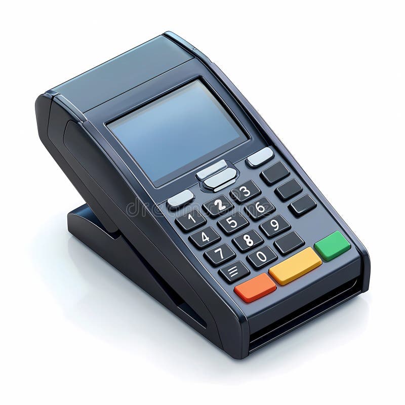 Illustration of a Credit Card Reader with Visible Buttons and Screen ...