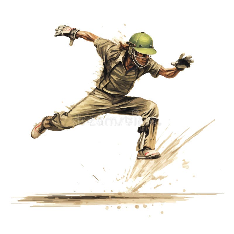An Illustration of a Cricket Player Jumping Stock Vector - Illustration ...