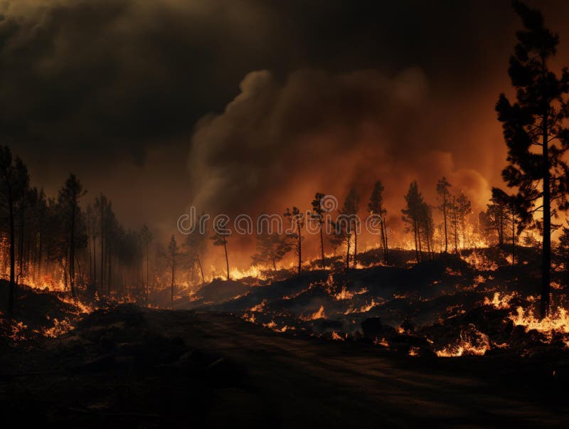 Crisis in the Forest: Wildfire Alert Stock Illustration - Illustration ...