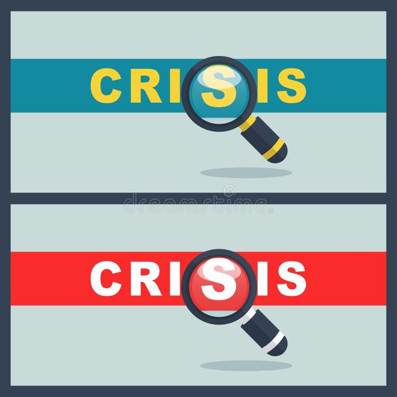 Crisis Word with Magnifier Concept Stock Vector - Illustration of glass ... Crisis Word with Magnifier Concept Stock Vector - Illustration of glass ...