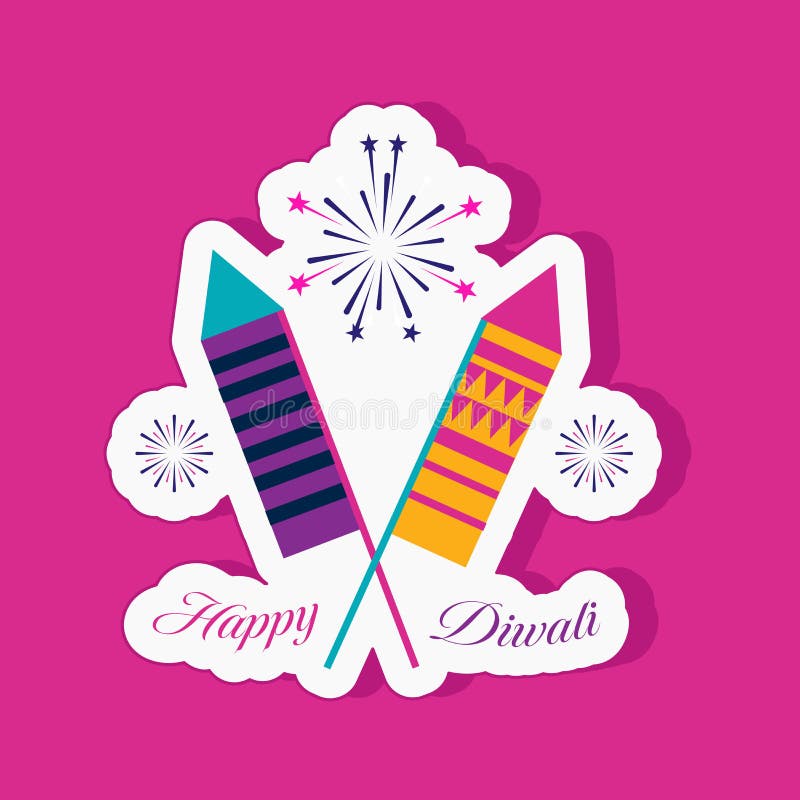 Illustration of Cross Firecracker Rocket with Fireworks Pink Background ...