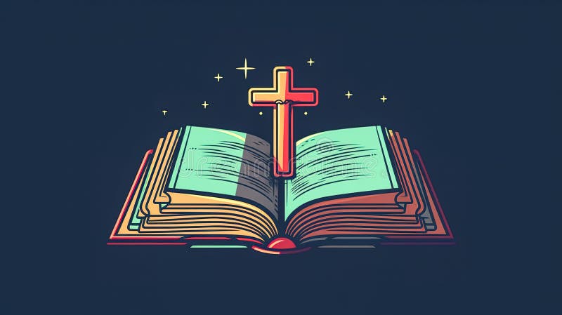 Illustration with Cross and Holy Bible, Generative AI. Stock ...