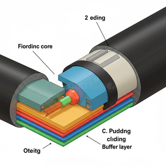 An Illustration of a Cross-section of an Optical Fiber Cable. it ...