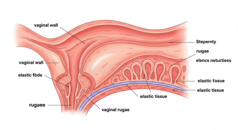 Illustration of the Cross-section of a Vaginal Wall, Highlighting Features Such As Elastic Stock ...