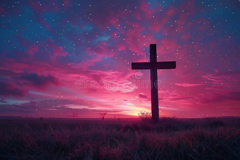 A Cross Stands Tall Against the Backdrop of an Endless Field ...