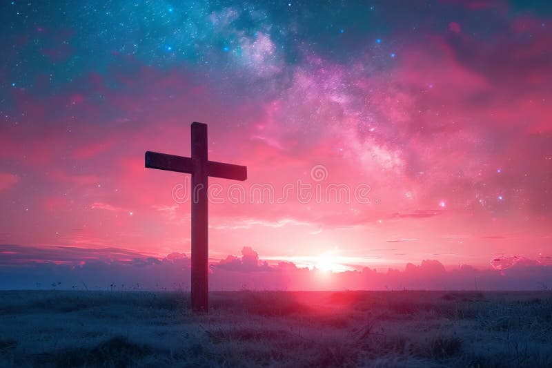 A Cross Stands Tall Against the Backdrop of an Endless Field ...