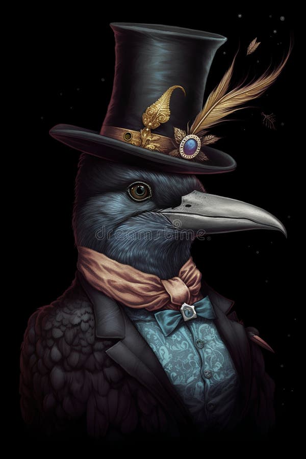 Illustration of a Crow with Leaves and Fire. 3d Rendering Stock ...