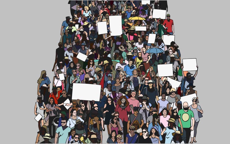 Illustration of Demonstrating Crowd in Peaceful March Stock Vector ...