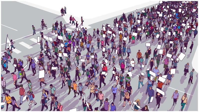 Illustration of Crowd Marching and Demonstrating for Equality Stock ...