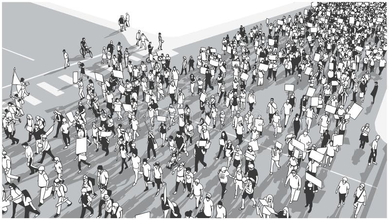 Illustration of Crowd Marching and Demonstrating for Equality Stock ...
