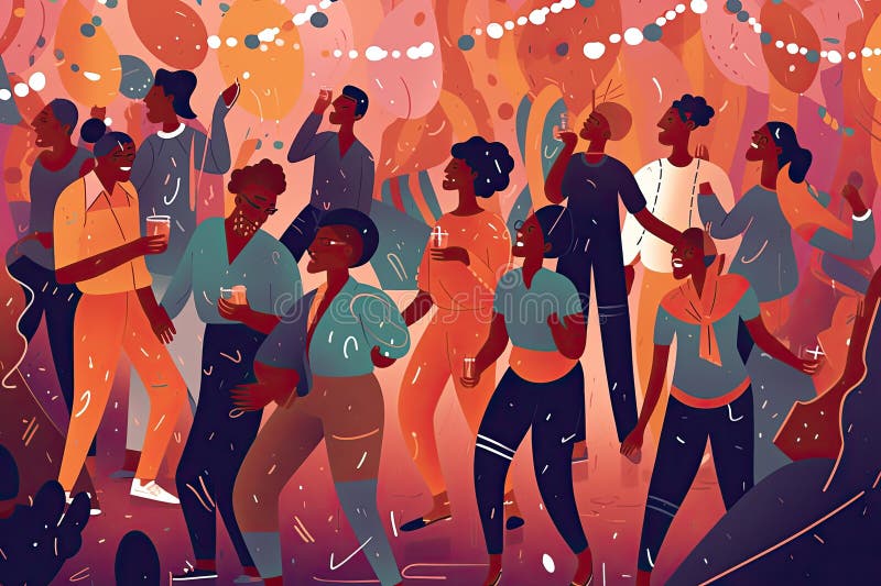 Illustration of a Crowd of People at a Musical Party. Generative AI ...