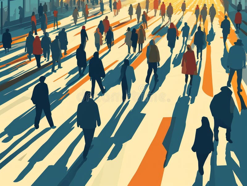 Illustration of a Crowd of People Walking in the City. Illustration ...