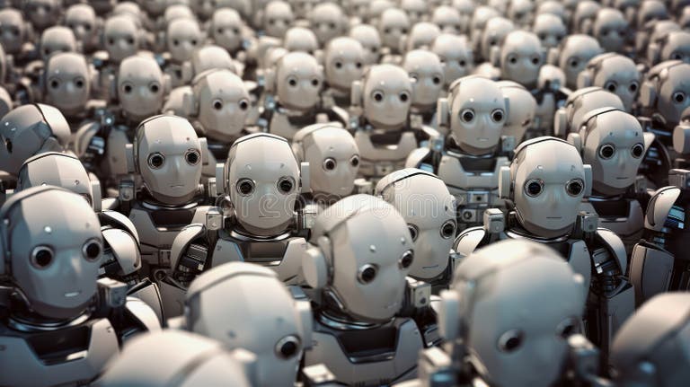 Illustration of a Crowd of Robots, All Look the Same Stock Illustration ...