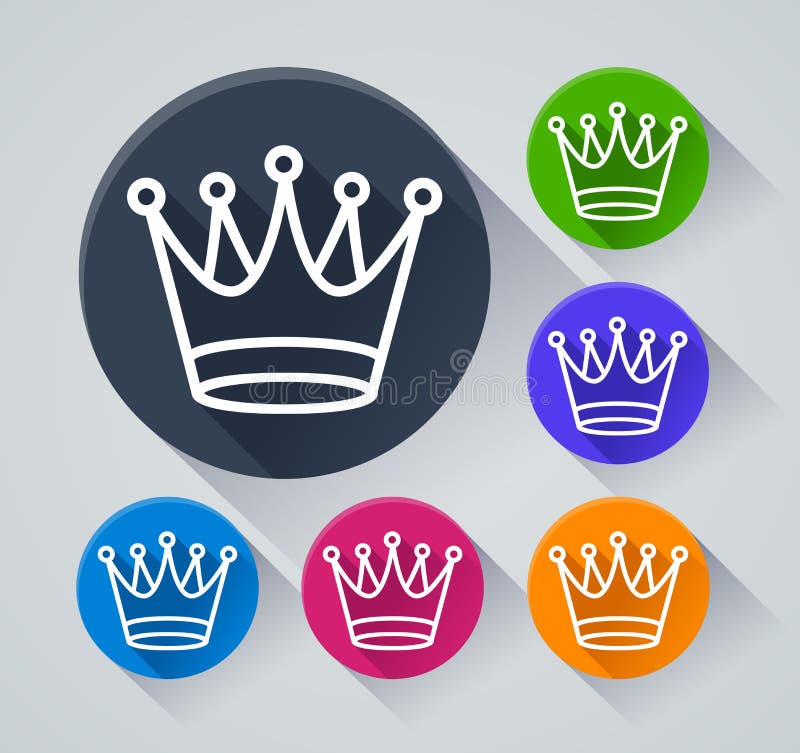 Crown Circle Icons with Shadow Stock Vector - Illustration of purple ...