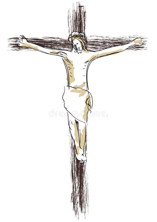 Jesus On The Cross With The Two Thieves Drawing