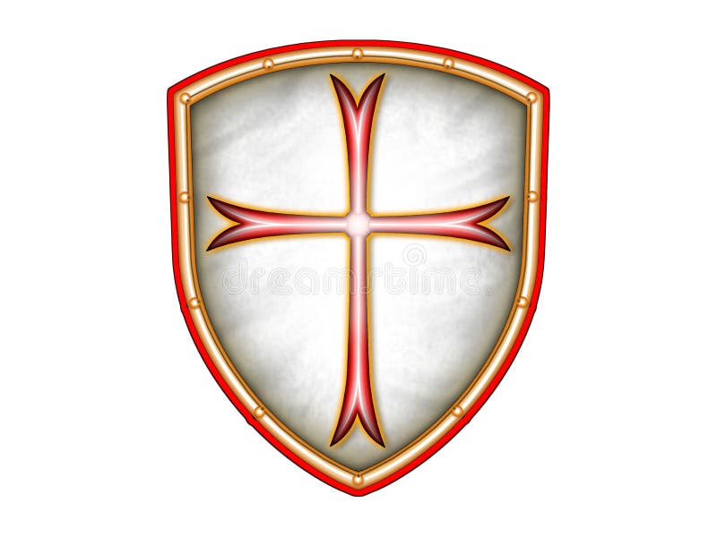 Crusader Shield with a Bronze Frame and Marble Texture in a White ...