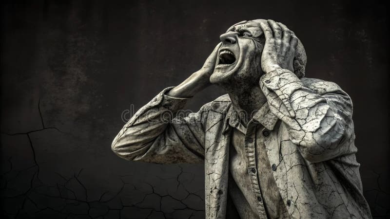 Stoned man crying for help stock illustration. Illustration of painting ...