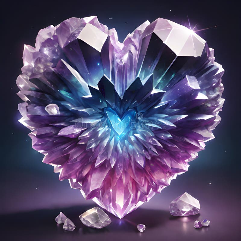 Illustration of Crystal Gems in Heart Shape with Diamonds Stock ...