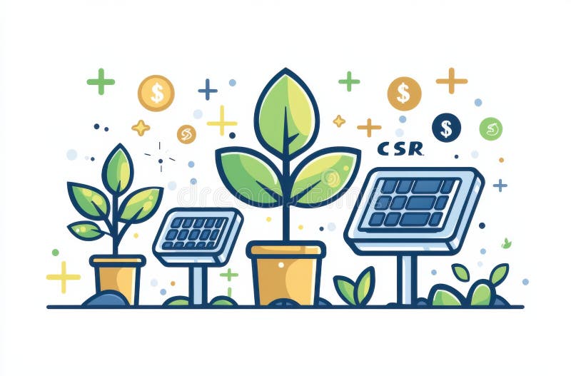 Illustration of CSR Concept with Computer and Dollar Signs Stock Photo ...