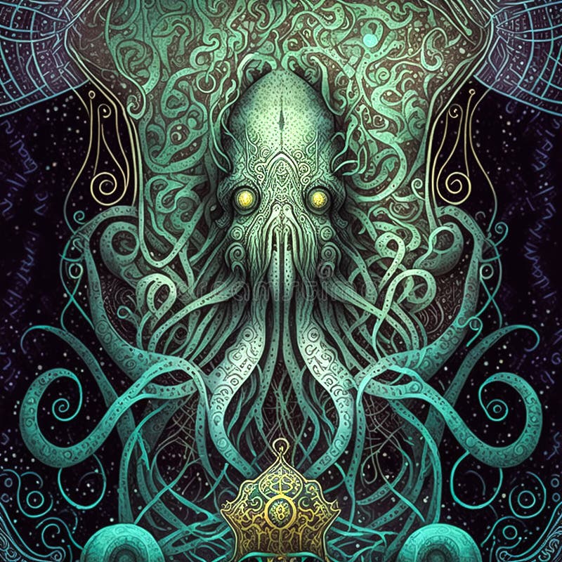 Illustration of Cthulhu, Cosmic Entity, Face of Alien Creature Stock ...