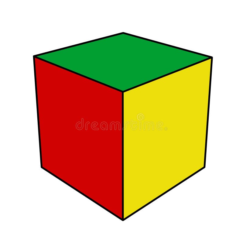 Illustration of a Cube Box with Three Colors Stock Illustration ...