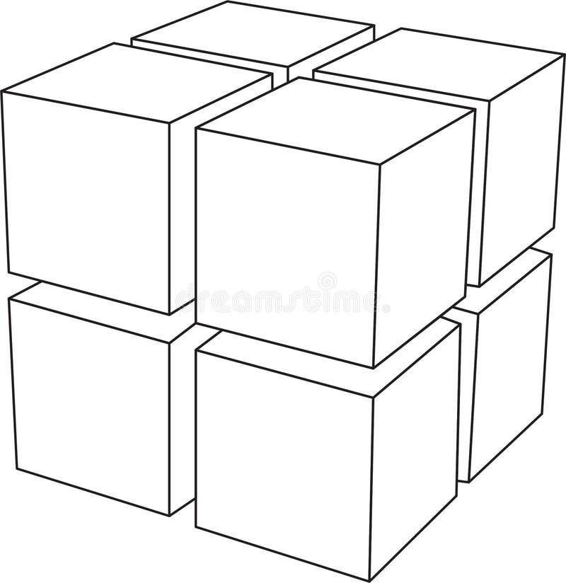 Vector Cube Outline. with White Background Stock Vector - Illustration ...
