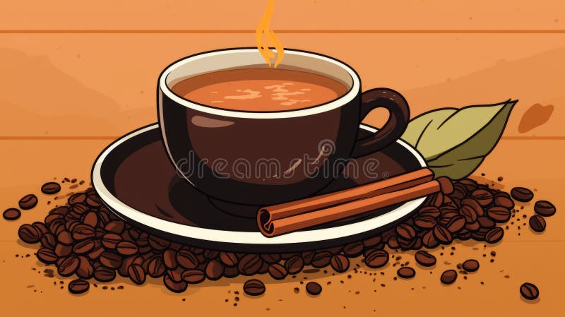 Illustration of a Cup of Coffee and Cinnamon Stick Stock Illustration ...