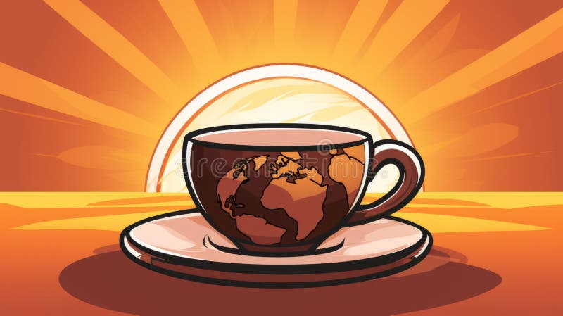 An Illustration of a Cup of Coffee with the Earth on it Stock ...