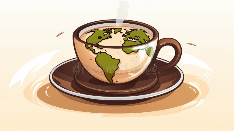 An Illustration of a Cup of Coffee with the Earth on it Stock ...