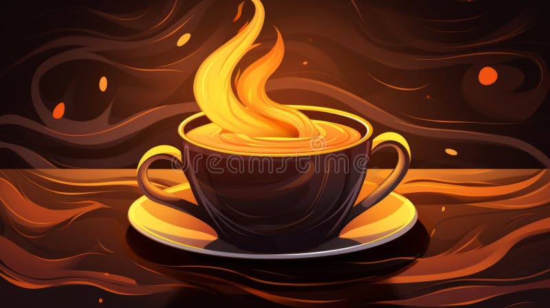 An Illustration of a Cup of Coffee with Flames Coming Out of it Stock ...