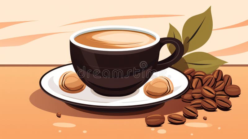 An Illustration of a Cup of Coffee and Nuts Stock Illustration ...