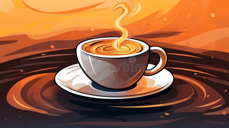 An Illustration of a Cup of Coffee with Steam Coming Out of it Stock ...