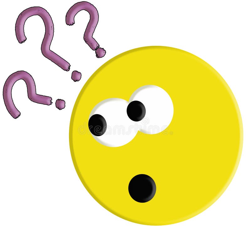 Surprised Looking Smiley with Questionmarks Stock Image - Illustration ...