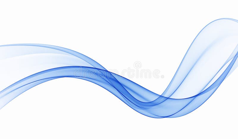 Illustration of Curved Flow of Blue Abstract Wave Motion. Transparent ...
