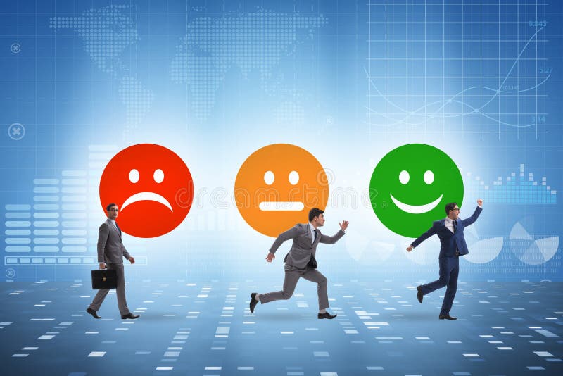 Illustration of Customer Feedback with Faces and Businessman Stock ...