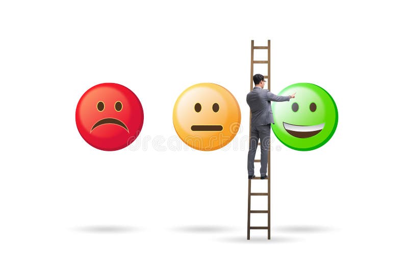 Illustration of Customer Feedback with Faces and Businessman Stock ...