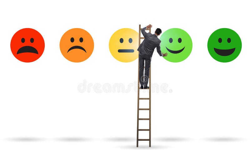 Illustration of Customer Feedback with Faces and Businessman Stock ...