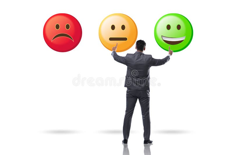 Illustration of Customer Feedback with Faces and Businessman Stock ...