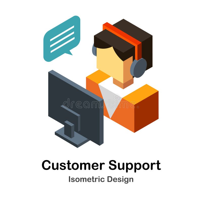 Customer Support Isometric Illustration Stock Vector - Illustration of ...