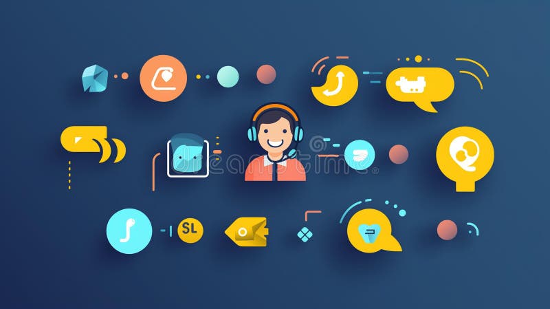 Illustration of a Customer Service Representative Surrounded by ...