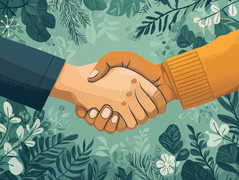 An Illustration of a Customer Shaking Hands with a Representative ...