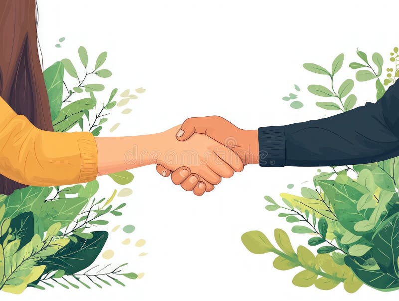 An Illustration of a Customer Shaking Hands with a Representative ...