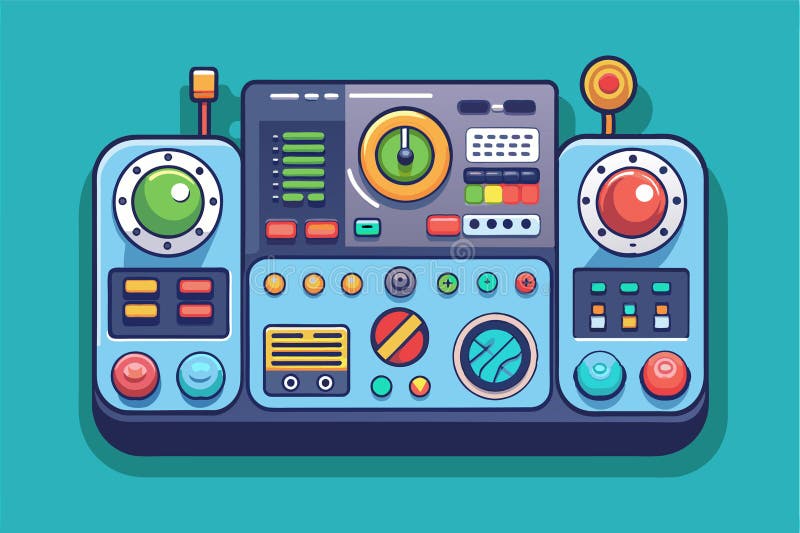 Illustration of a Customizable Control Panel with Buttons, Knobs, and ...