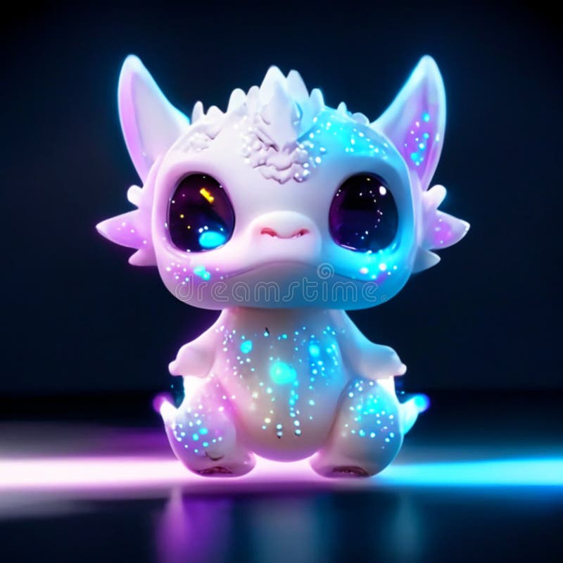 Illustration of a Cute Alien in Neon Light. 3d Rendering Generative AI ...