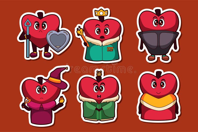 Illustration Cute Apple Sticker Collection Stock Vector - Illustration ...