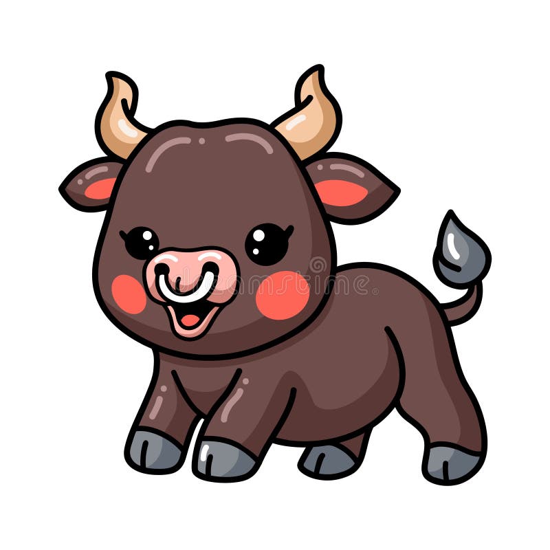 Cute Baby Bull Cartoon Posing Stock Vector - Illustration of design ...