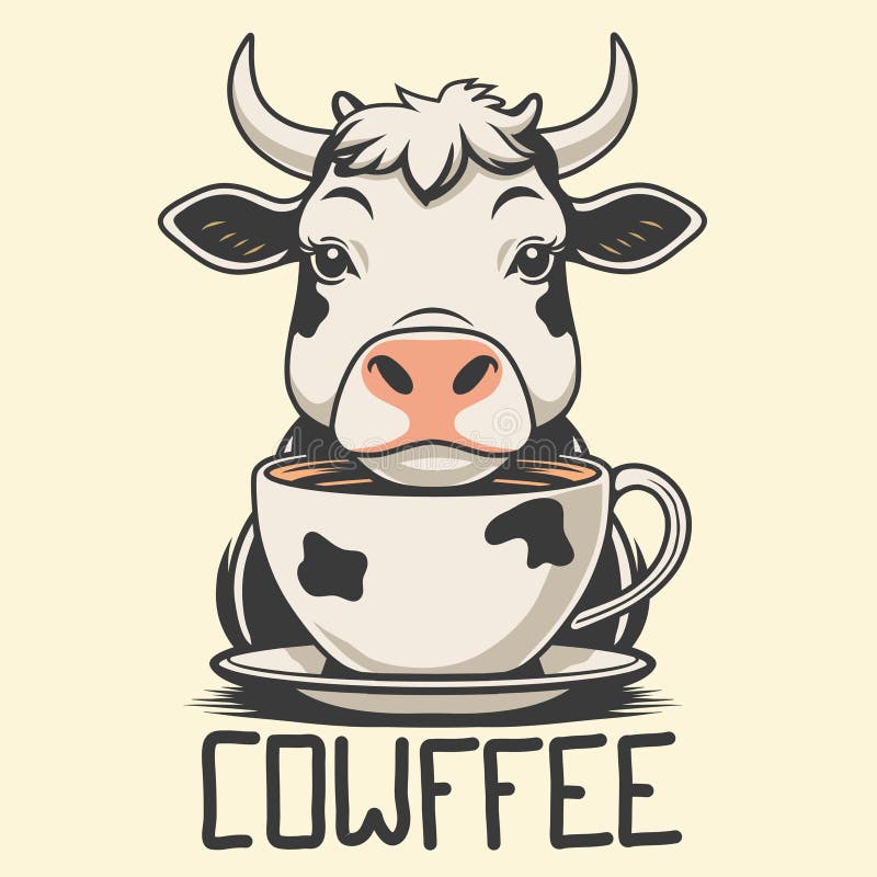 Cute cow and coffee stock vector. Illustration of animal - 314956629