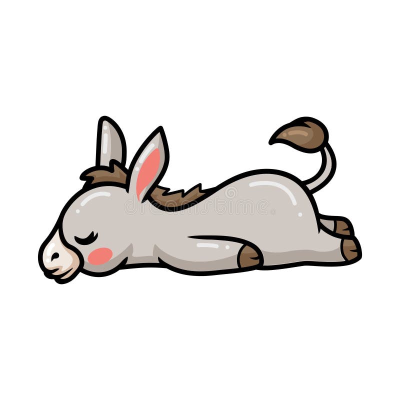 Cute Baby Donkey Cartoon Sleeping Stock Vector - Illustration of mule ...